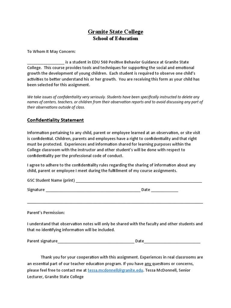 Child Observation Consent Form | PDF | Self-Improvement