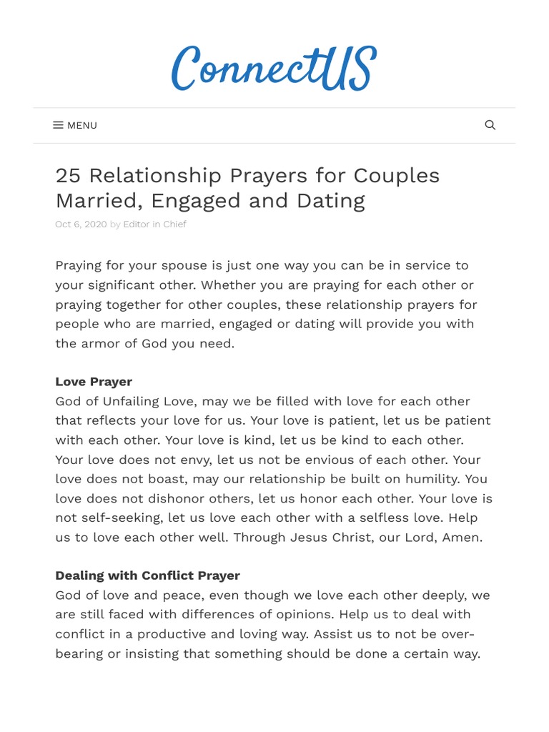 25 Relationship Prayers For Couples Married, Engaged and Dating ...