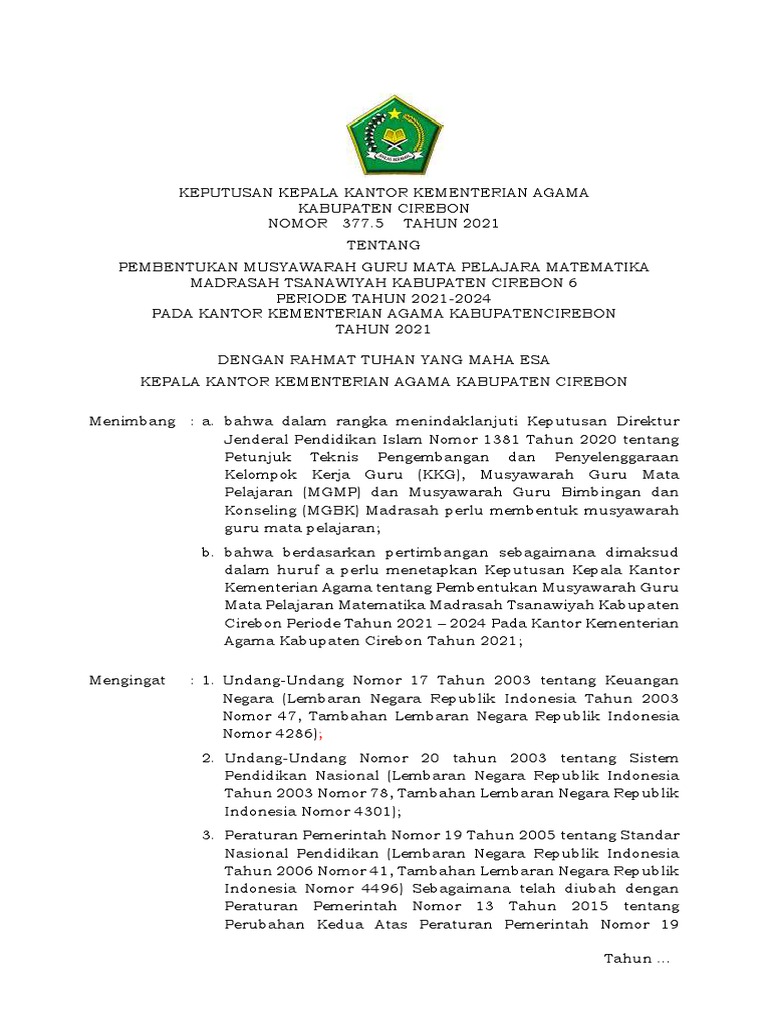 MGMP MTS Matematika - 6 | PDF