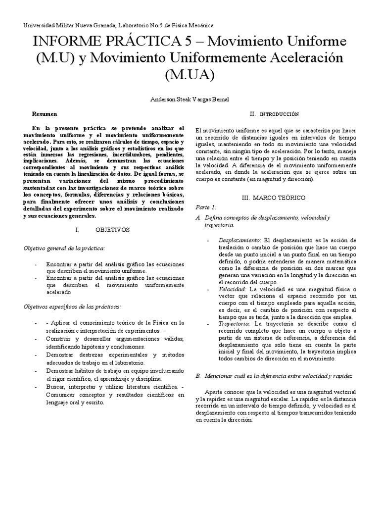 MU Y MUA PARTE 5 | PDF | Velocidad | Aceleración