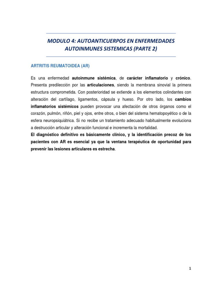 Modulo04 ArtritisReumatoidea | PDF | Artritis Reumatoide | Inflamación