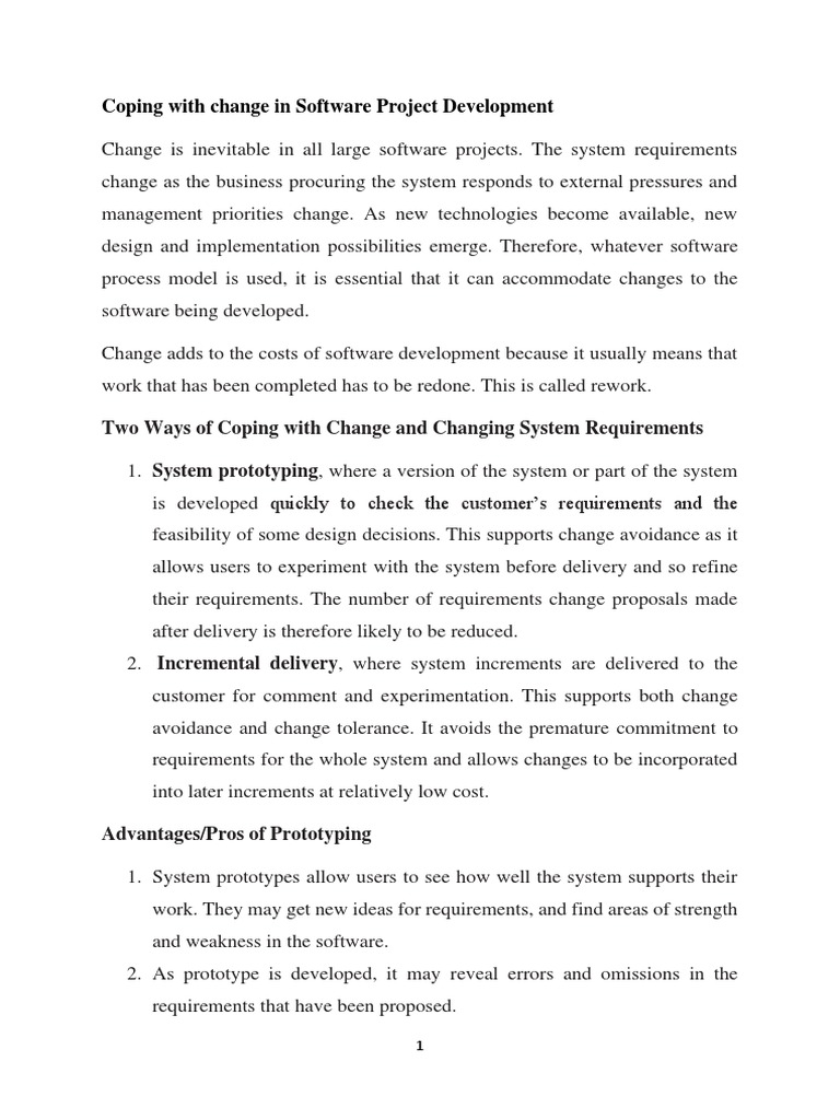 Coping with change in Software Project Development | PDF | Software ...