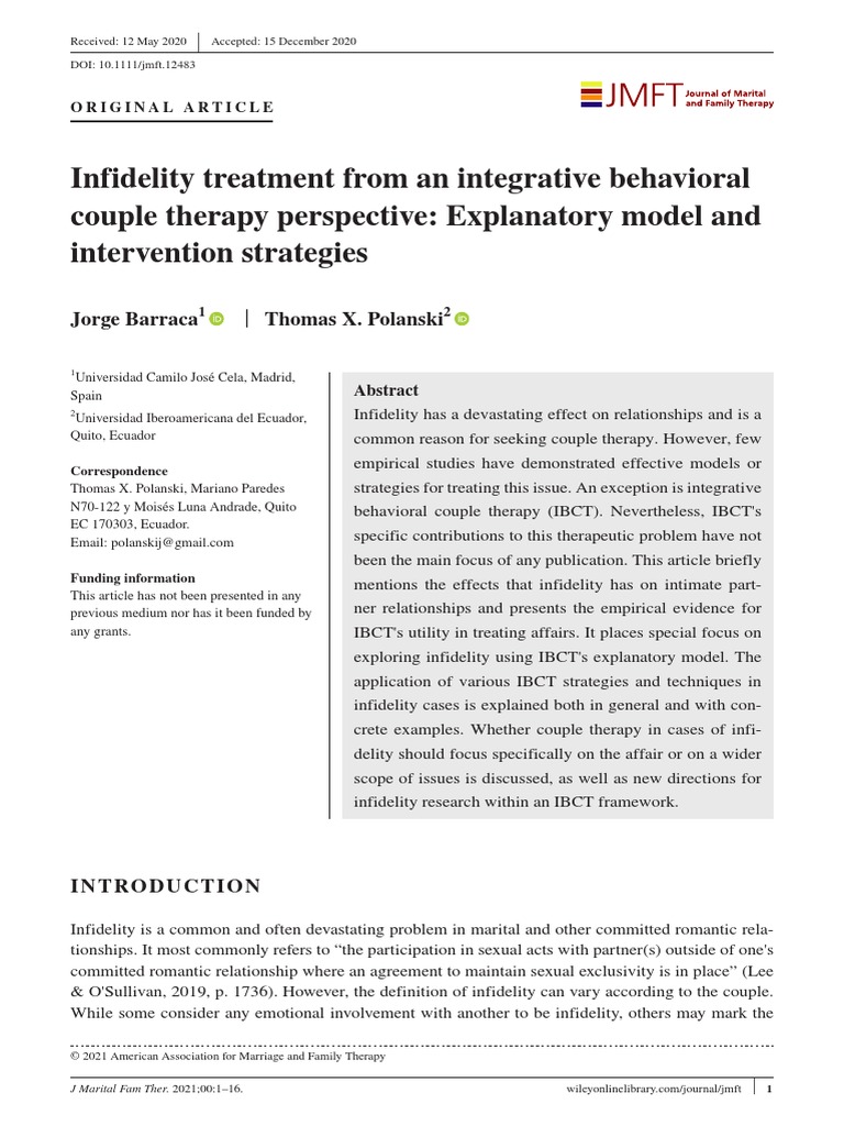 Infidelity Treatment From and IBCT Perspective | PDF | Infidelity ...