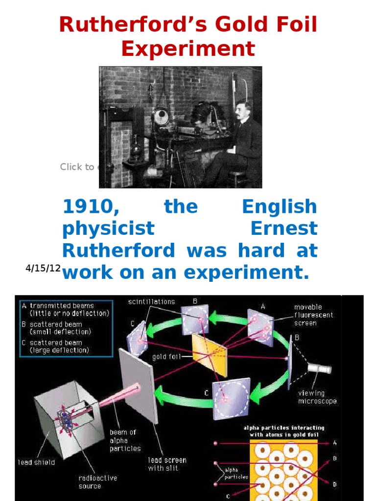 Rutherford's Gold Foil Experiment | PDF | Atomic Nucleus | Electron