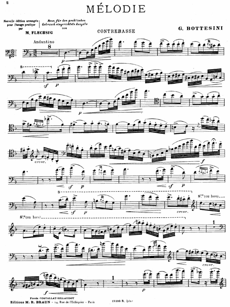 giovanni bottesini - melodia (ed. fleischig), double bass | PDF