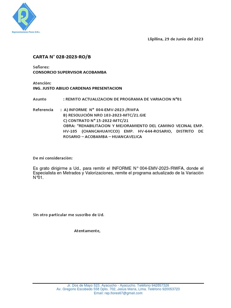 CARTA 028-B_REMITO PROGRAMA ACTUALIZADO DE ADICIONAL | PDF