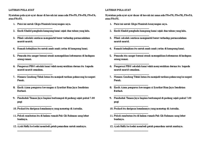 Latihan Pola Ayat F4 | PDF