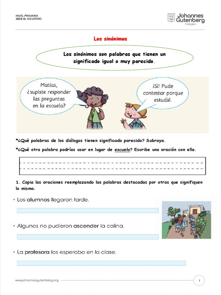 FICHA LOS SINÓNIMOS | PDF