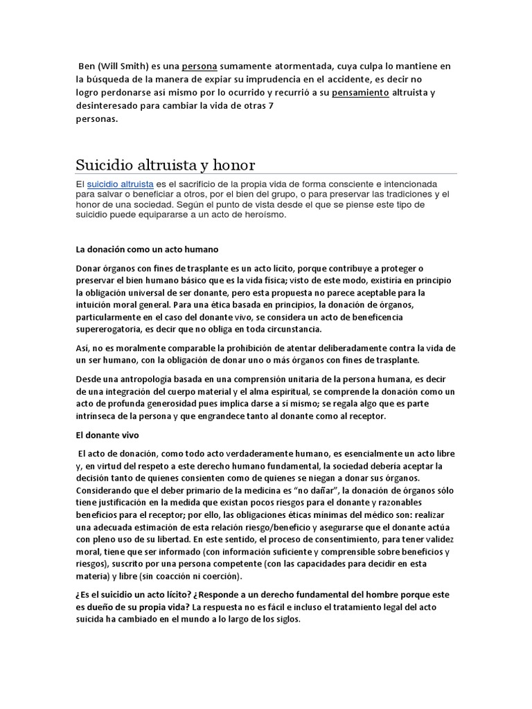 Suicidio Altruista y Donación de Órganos | PDF | Donación de Organos ...