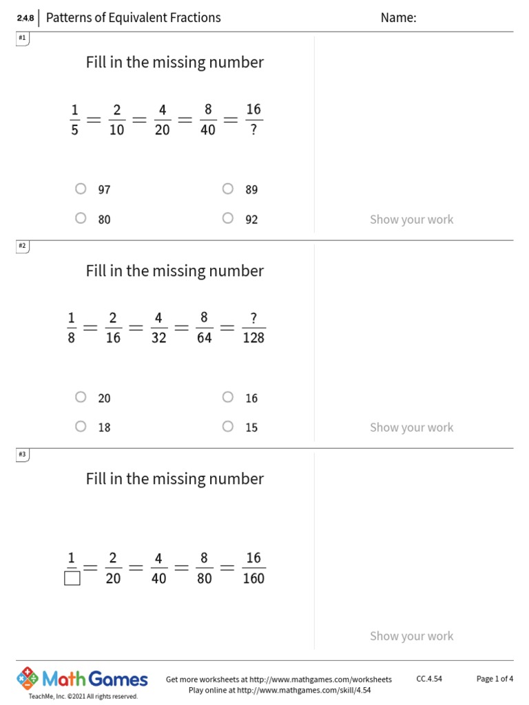 4 54 Patterns of Equivalent Fractions | PDF