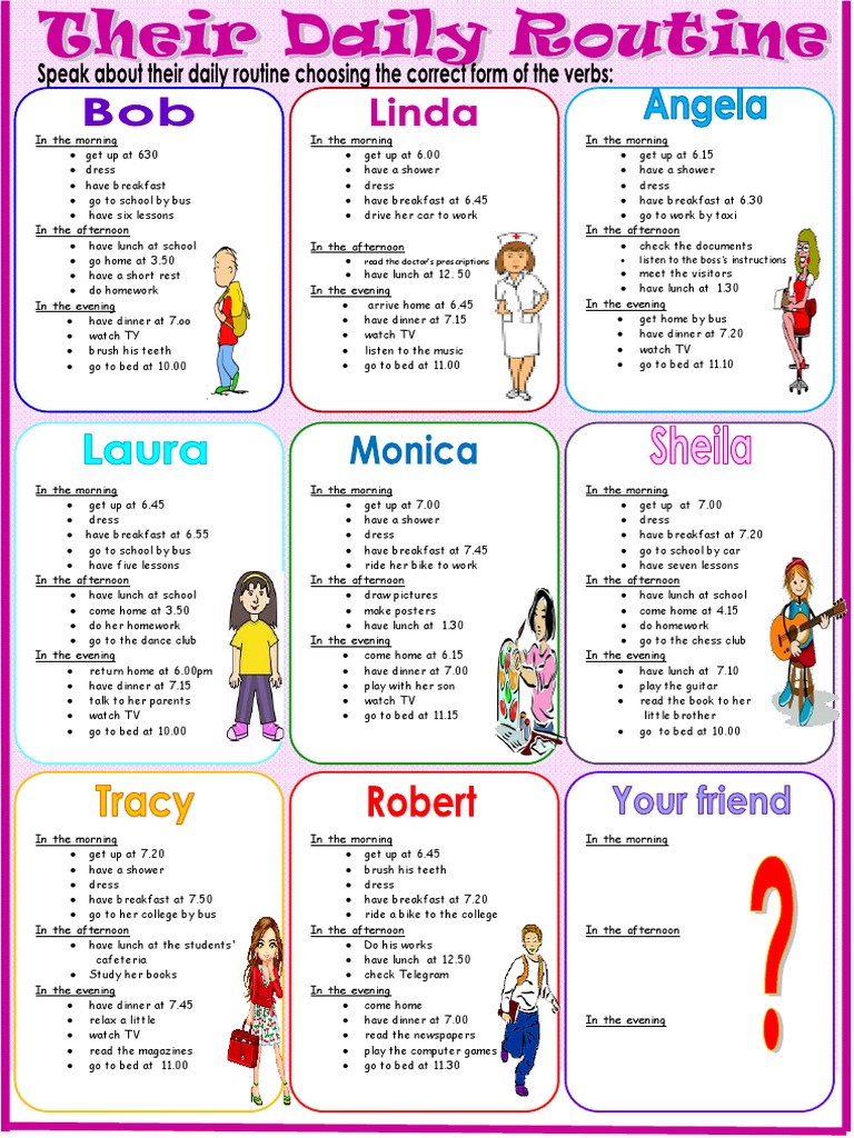 Daily Routine Cards | PDF | Lunch | Cuisine