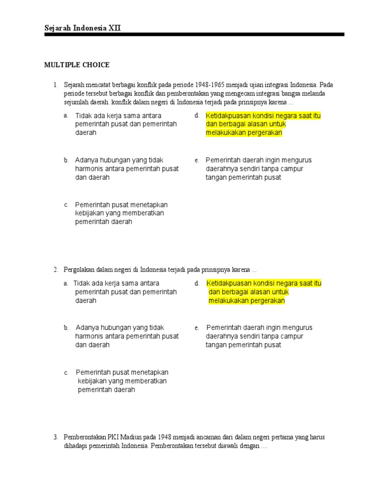 PSMP 2021 Sejarah Indo Xii | PDF | Sejarah
