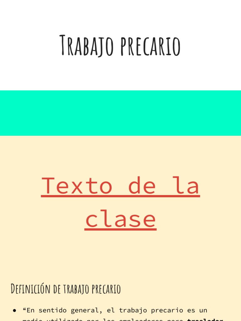 Definición de Trabajo Precario | PDF | Empleo | Labor