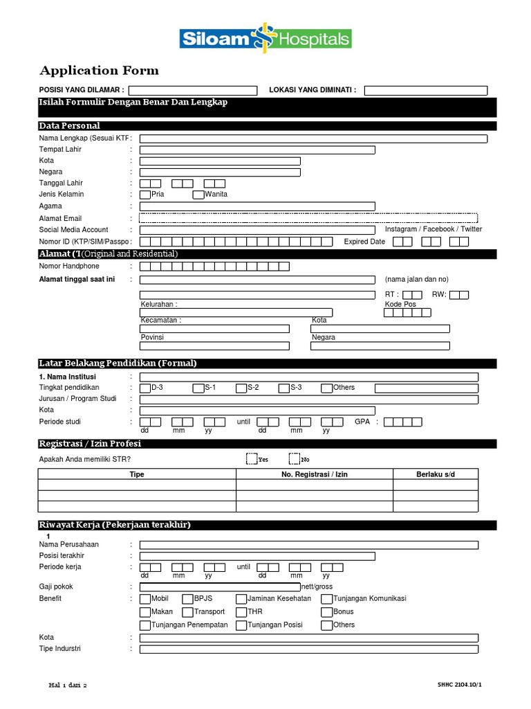 FORM-SHG-HC-10 Application Form Silo - Bahasa | PDF