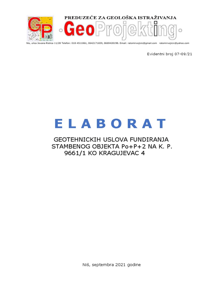 GEO-Elaborat 9661-1 KG-Zgrada Karić | PDF