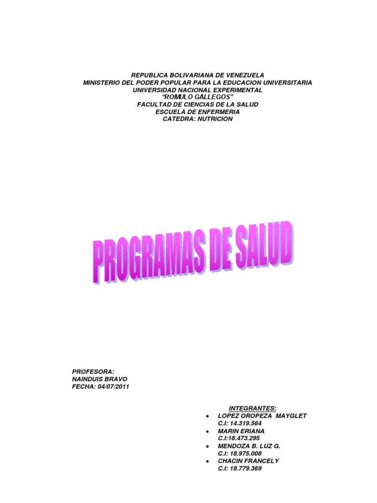Programas de Salud Del Ministerio de Salud Venezuela 2010 | PDF | Asma ...