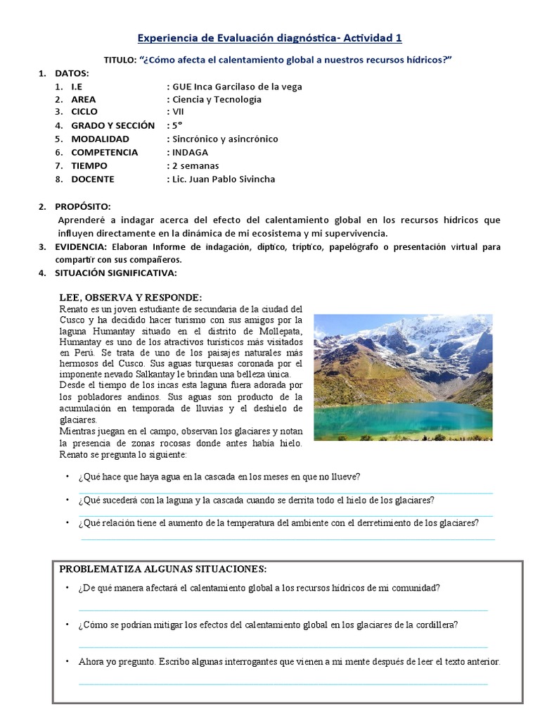 5° Act 1 Indaga | Descargar gratis PDF | glaciar | Agua