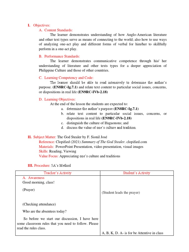5a's Method - The God Stealer 1 | PDF | Learning | Cognition