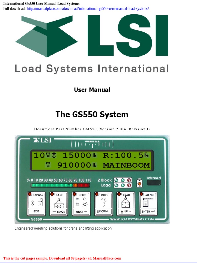 International Gs550 User Manual Load Systems | PDF | Crane (Machine ...