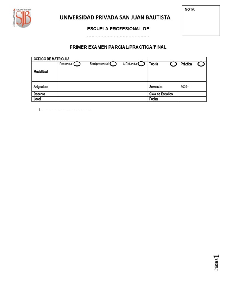 Examen Parcial 2023-I UPSJB | PDF