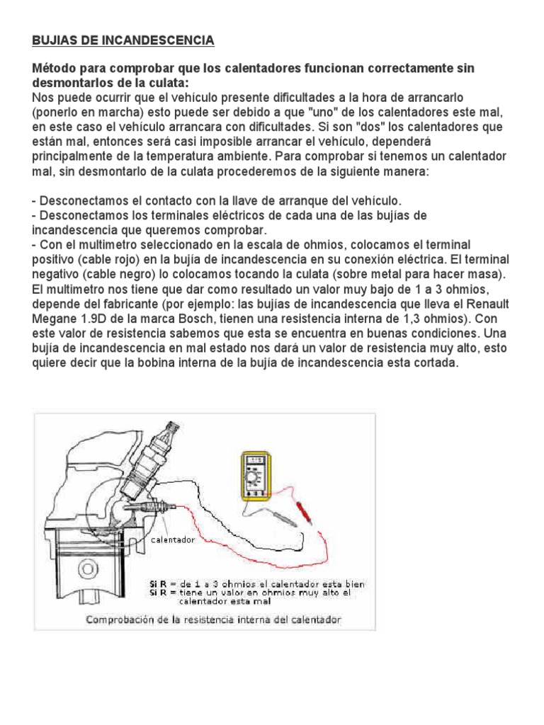 Comprobacion de Las Bujias de Incandescencia | PDF