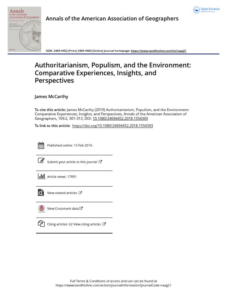 Authoritarianism Populism and The Environment Comparative Experiences ...