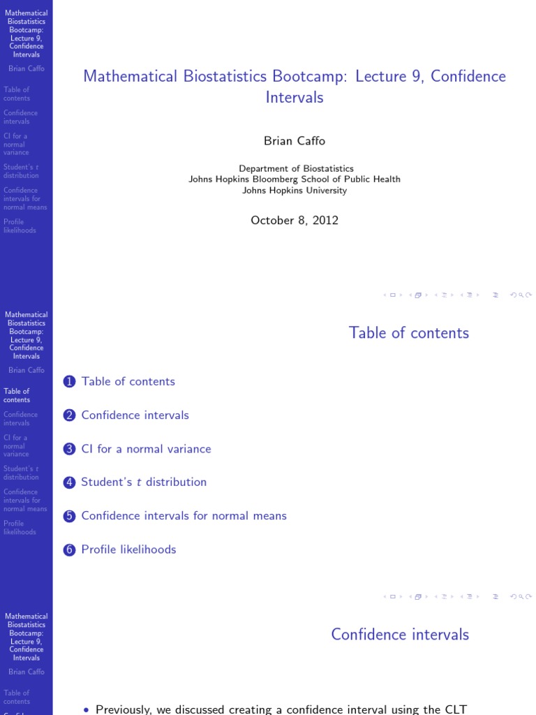 Lecture 9 Pdf Confidence Interval Chi Squared Distribution