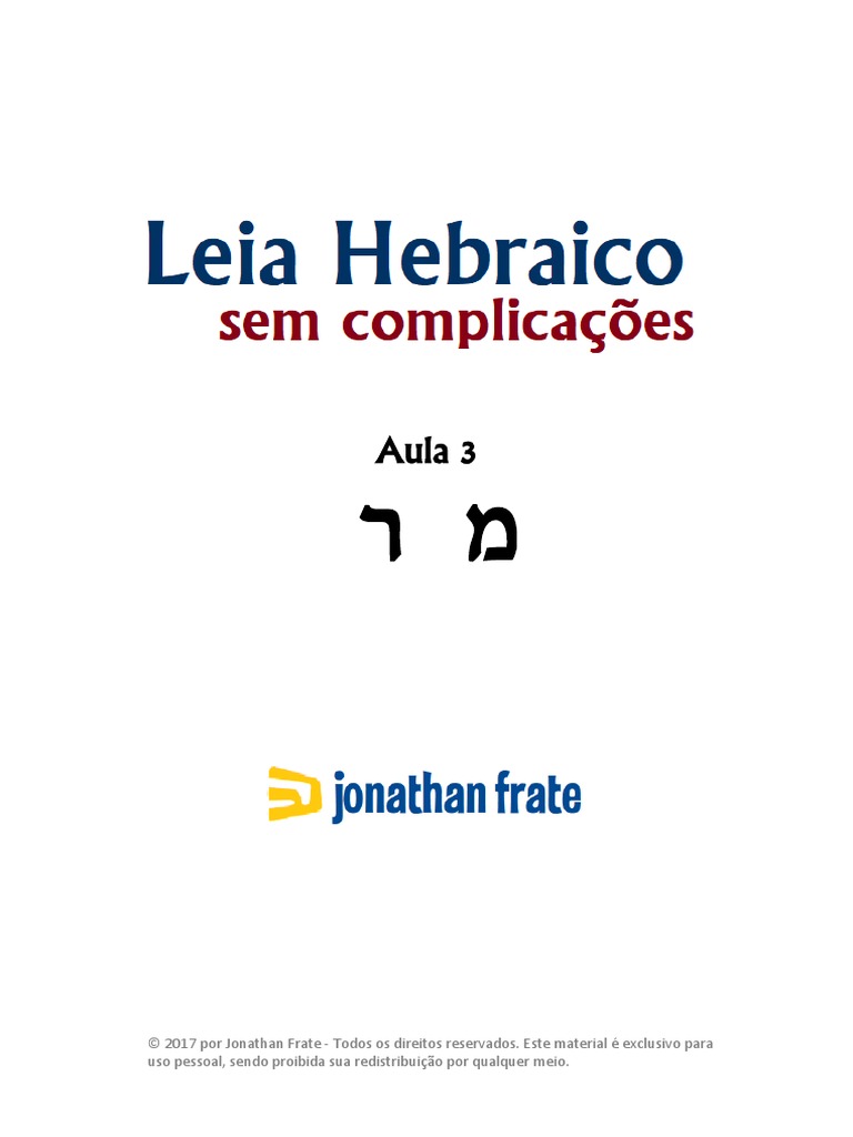 Aprendendo o Alfabeto Hebraico: Aula 3 | PDF | Fonética | Idiomas