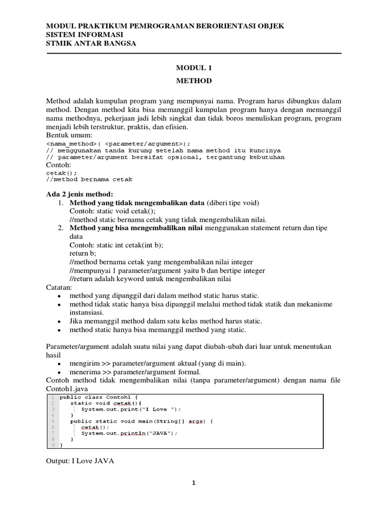 Modul Praktikum PBO Lengkap | PDF | Komputer