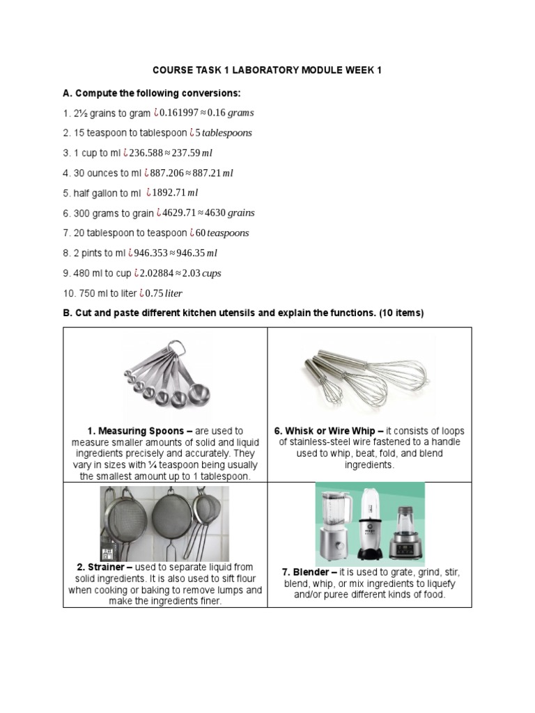 Conversion Calculations & Kitchen Tools | PDF | Wellness