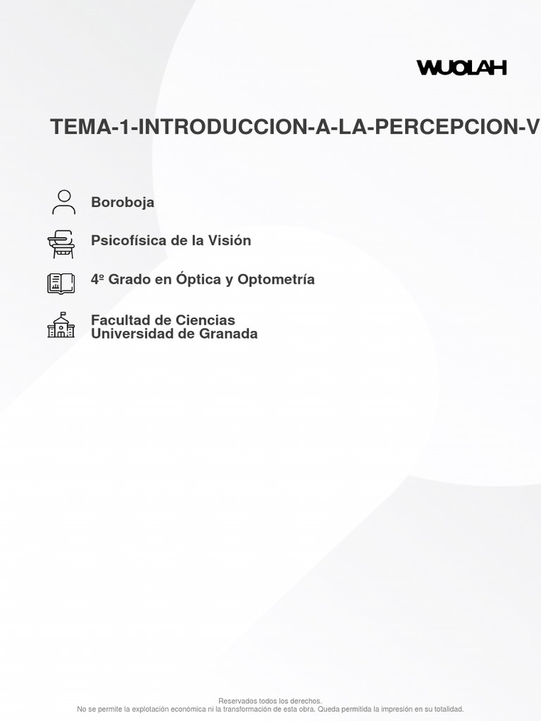 Wuolah Free Tema 1 Introduccion A La Percepcion Visual | PDF | Percepción | Percepción visual