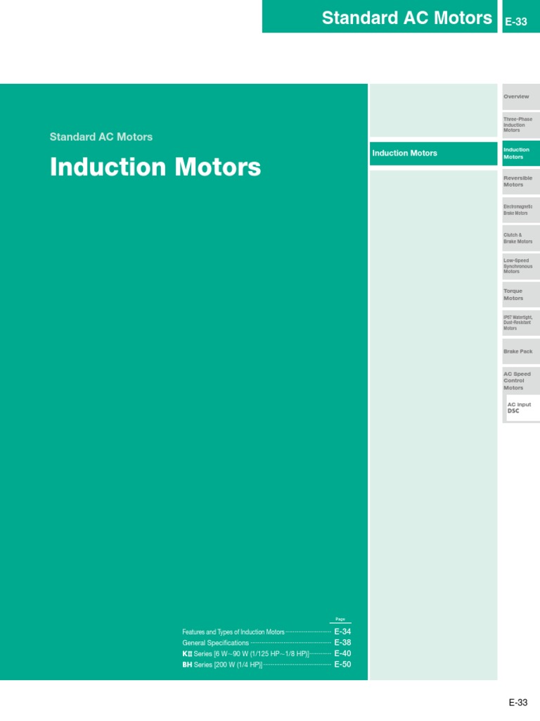 Standard Ac Induction Motors | PDF | Electric Motor | Alternating Current