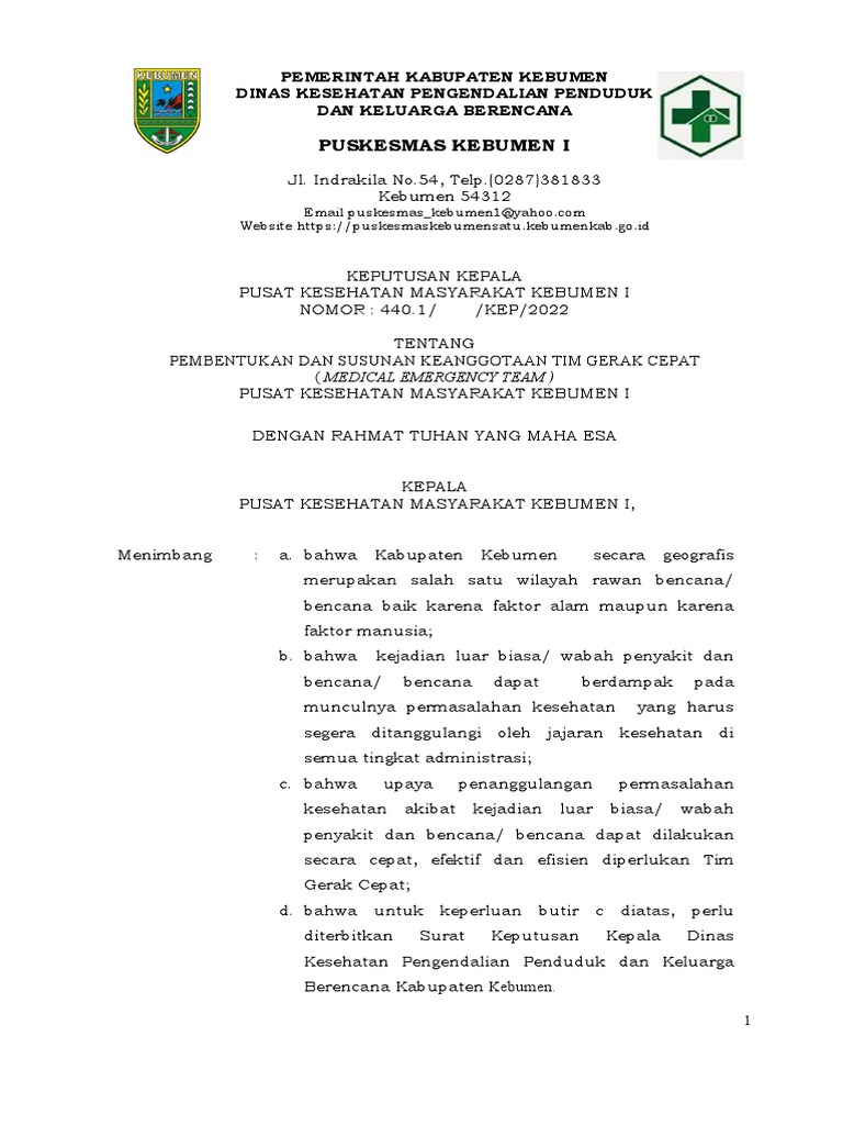 SK TIM Gerak Cepat Agt 22 | PDF | Kesehatan Holistik