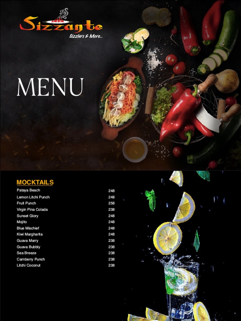 Diverse Menu: Mocktails, Soups, Bites, Pizza & Sizzlers | PDF | Pizza ...