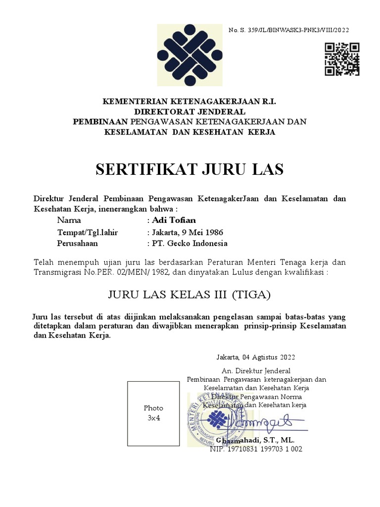 Jasa Buat Sertifikat Welder Murah | PDF