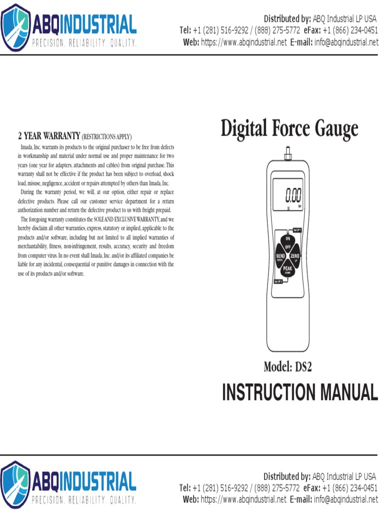 Imada DS2 Digital Force Gauge Manual | PDF | Battery Charger ...