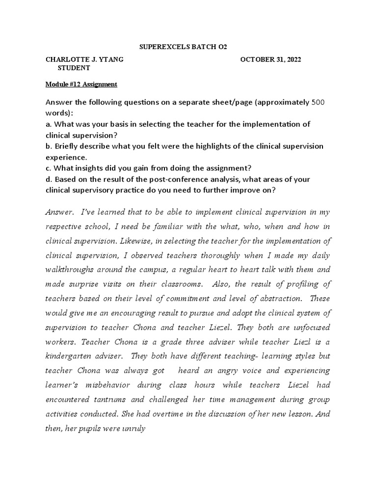 Module #12, Assignment | PDF | Teachers | Mentorship