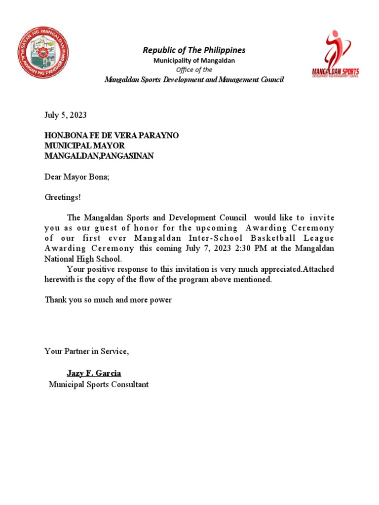 Invitation to Basketball Awarding Ceremony | PDF | Sports & Recreation
