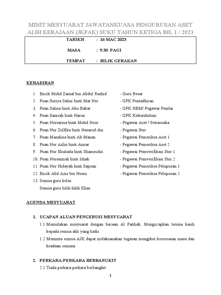 Minit Mesyuarat 4 2022 | PDF