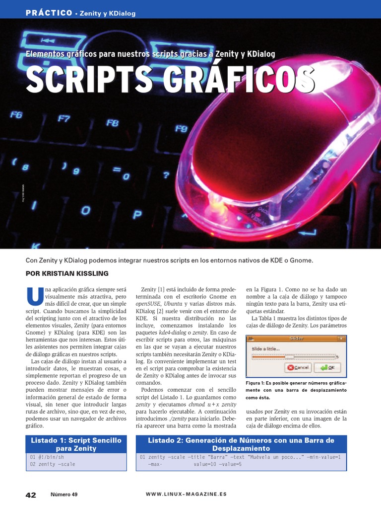 Integración de Zenity y KDialog en Scripts | PDF | Lenguaje de escritura | Archivo de computadora