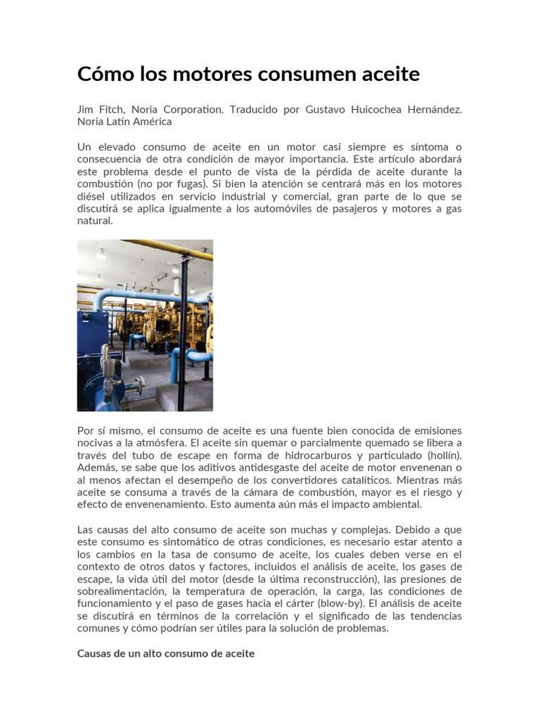 Consumo De Aceite De Motores A Gas Pdf Pistón Lubricante