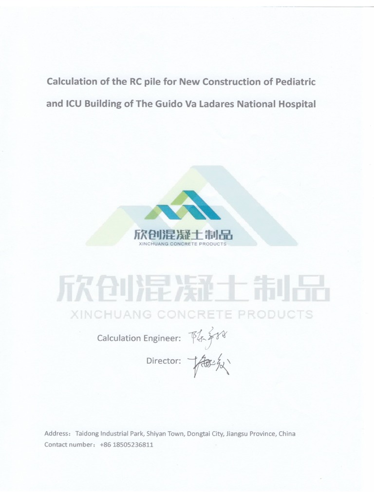 Calculation of The Joint Connection of RC Pile From XinChuang | PDF ...