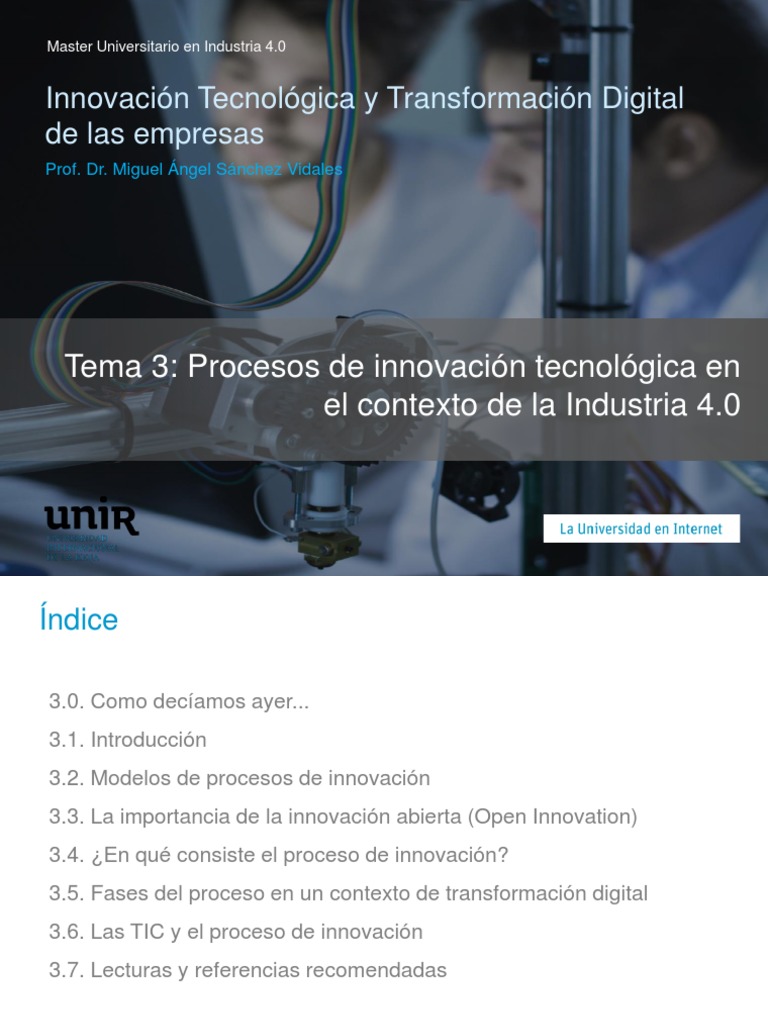 Tema 3 Procesos de Innovación Tecnológica en El Contexto de La Industria 4.0 | PDF | Innovación ...