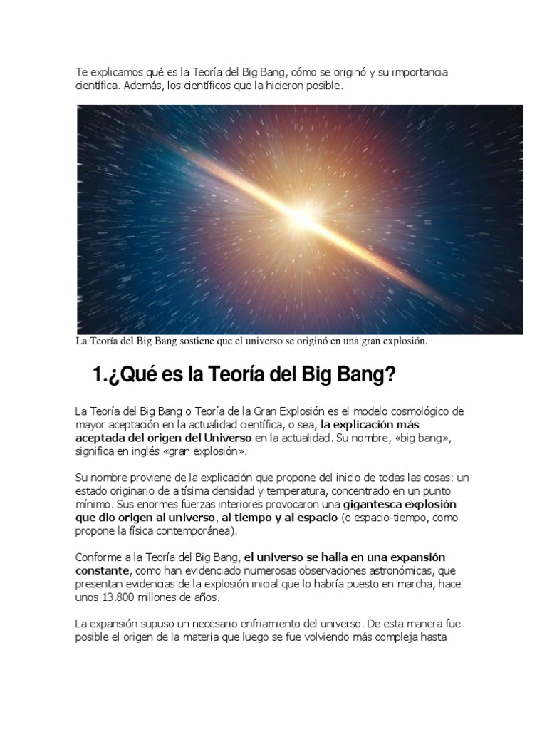 Te Explicamos Qué Es La Teoría Del Big Bang | PDF | Big Bang | Universo