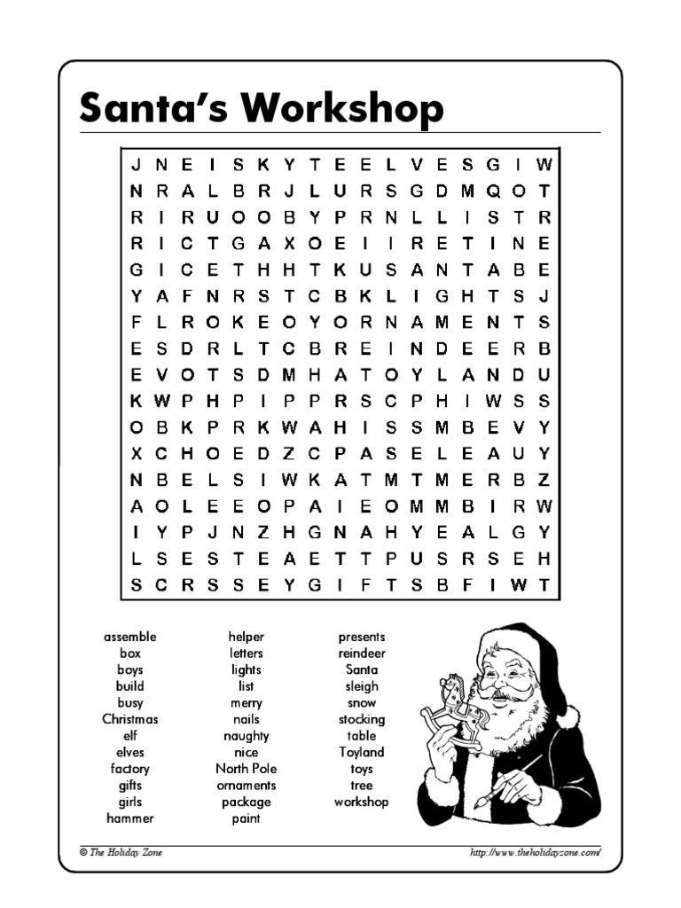 Santa's Workshop Word Search | PDF | Language Arts & Discipline