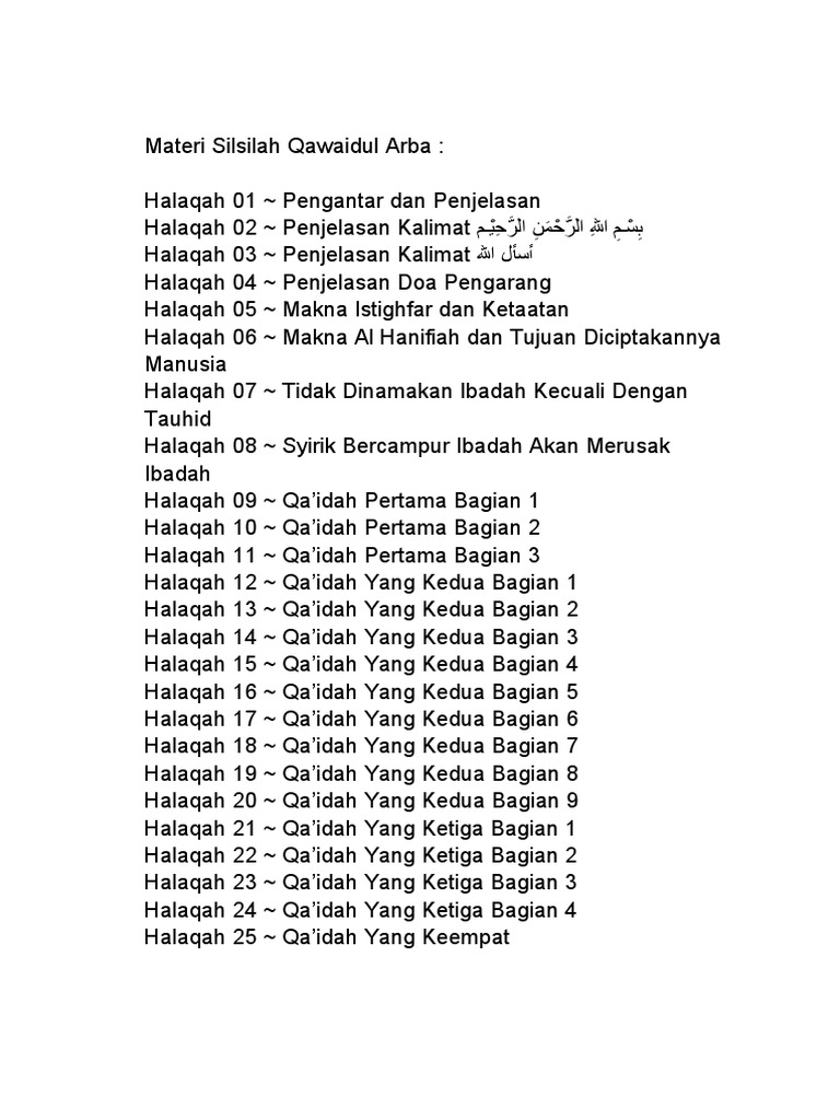 HSI Materi Silsilah Qawaidul Arba | PDF