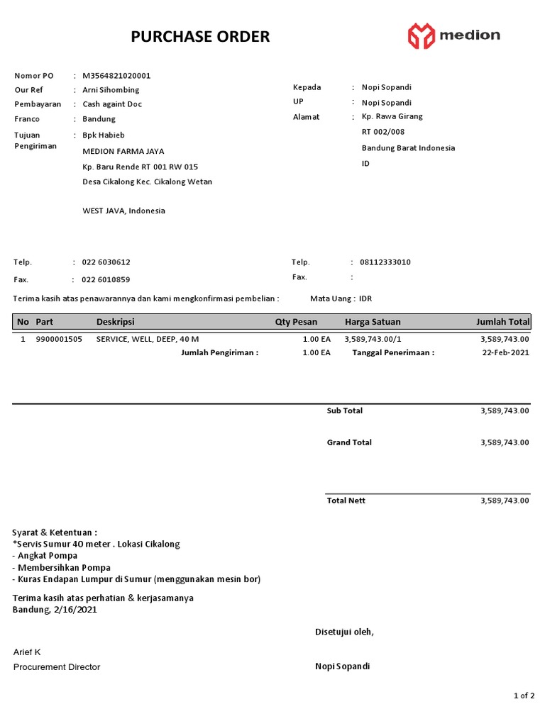 Contoh rab sumur bor | PDF