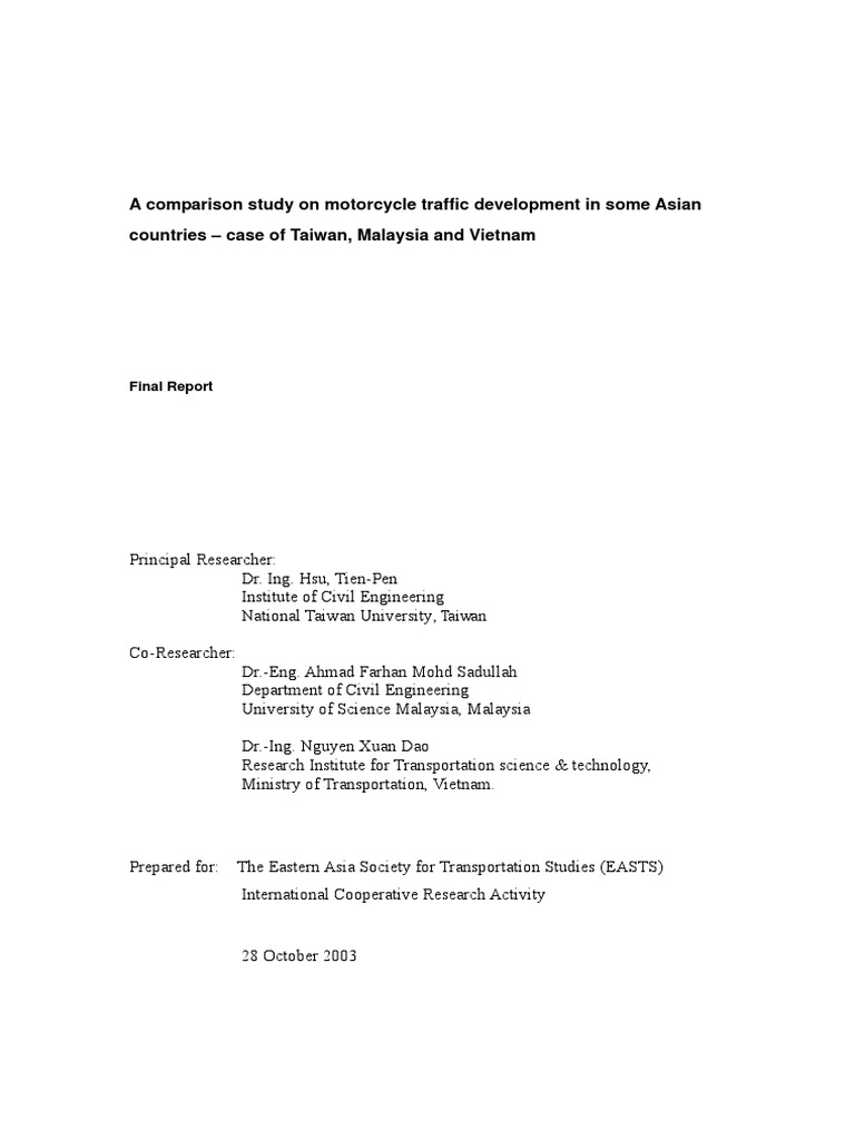 2003 - A Comparison Study On Motorcycle Traffic Development in Some ...