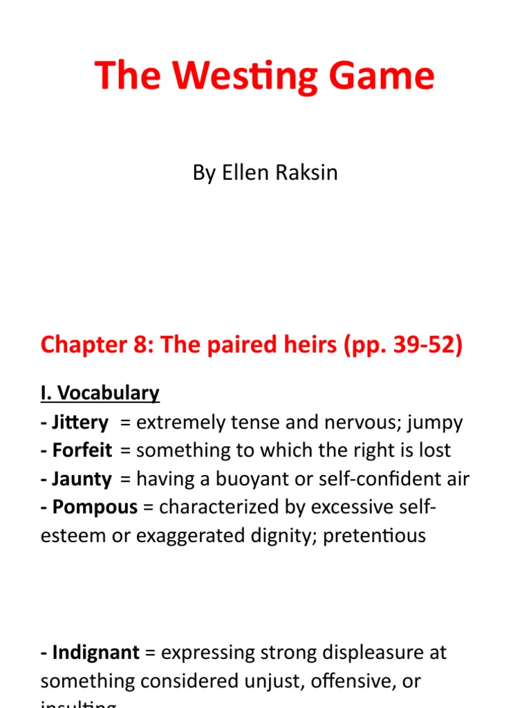 The Westing Game - Chapter 8 - The Paired Heirs | PDF