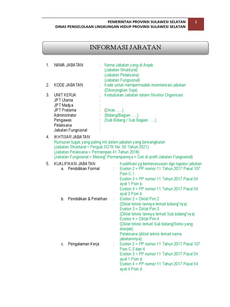 Form ANJAB Dan Keterangan Pengisian ANJAB-ABK | PDF